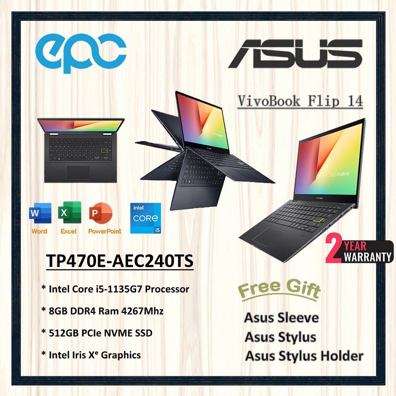 Asus VivoBook Flip 14 TP470E-AEC240TS / i5-1135G7 / 8GB Ram / 512GB SSD ...