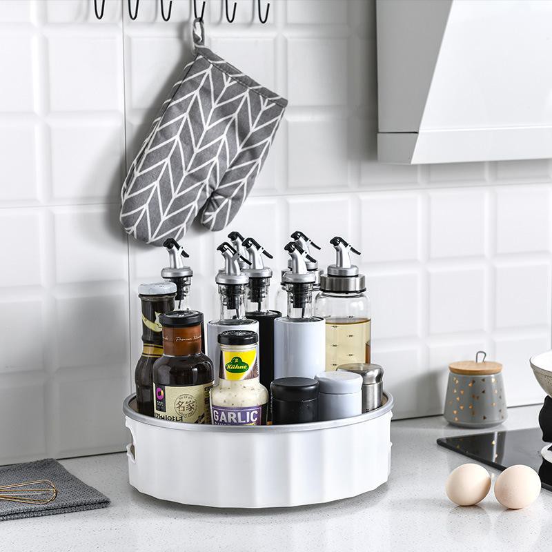 Kitchen seasoning rack can rotate seasoning bottle tray storage box ...