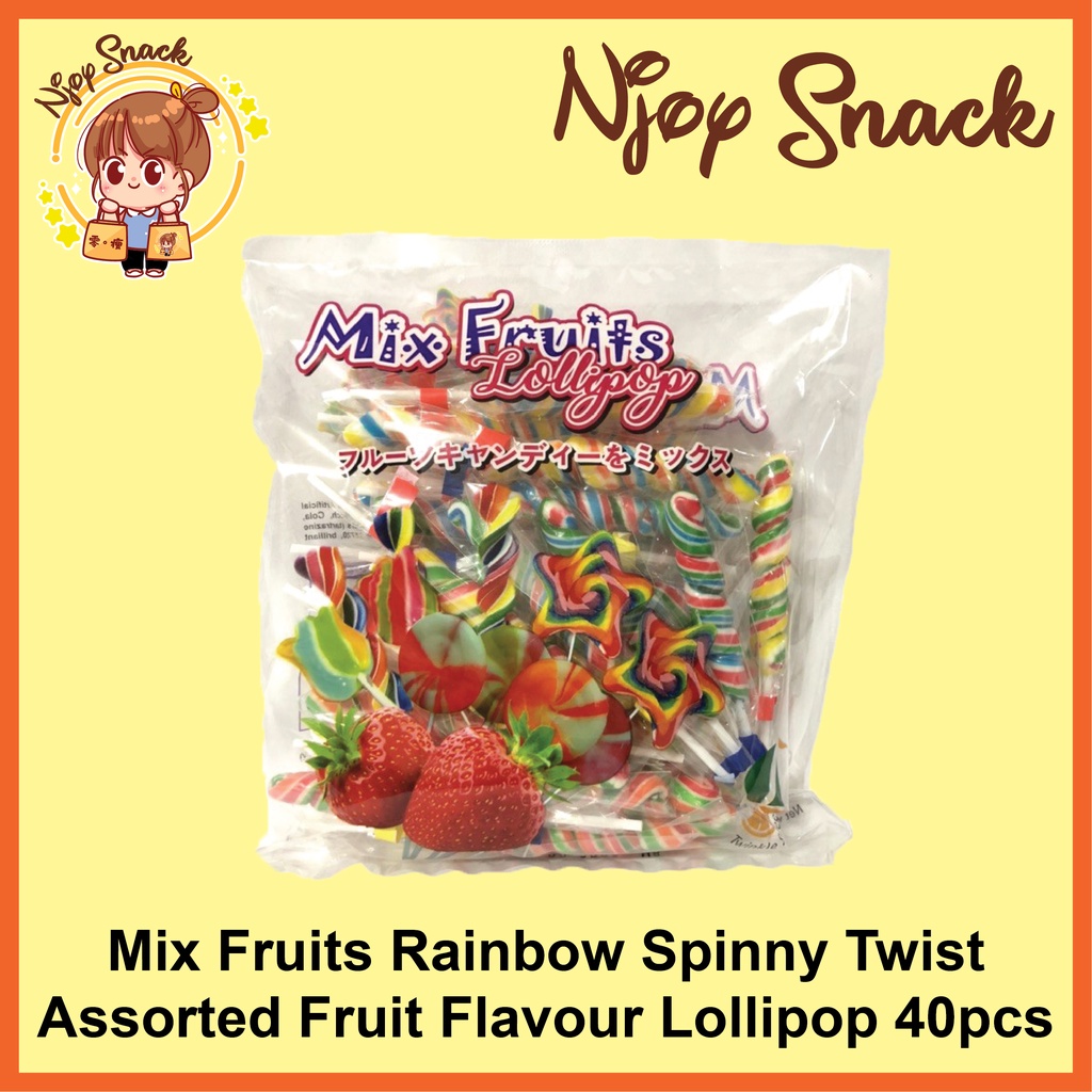 12g x 40pcs MIX FRUITS RAINBOW SPINNY TWIST LOLLIPOP (ASSORTED FRUIT FLAVOUR) | Shopee Malaysia