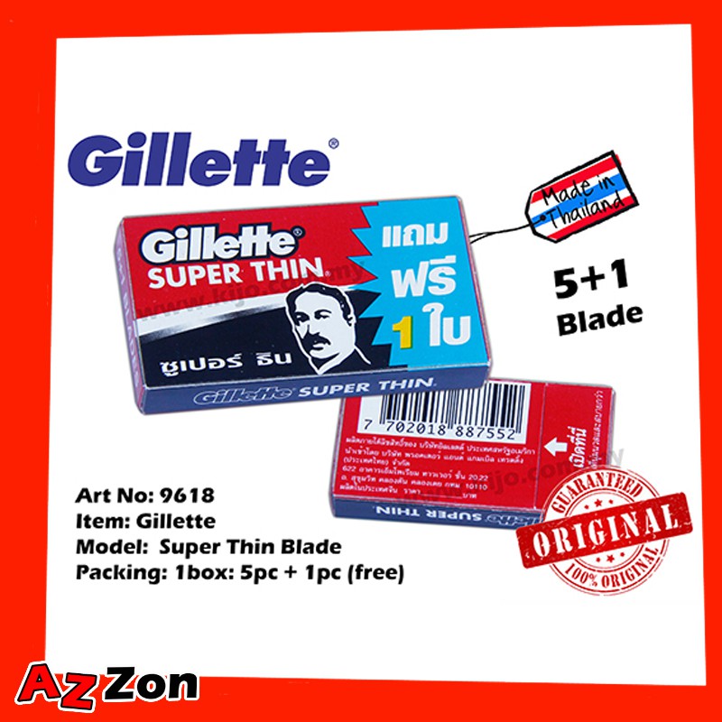 Gillette Super Thin 5+1 100% Genuine Product/Super Nacet 5+1 Razor ...