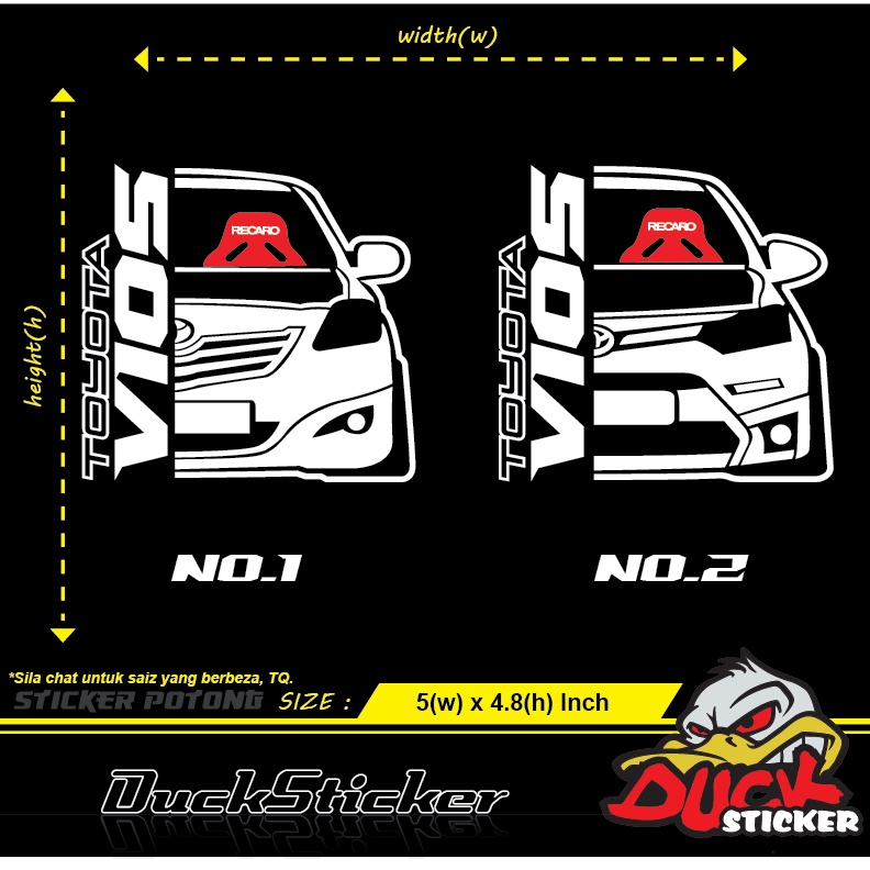 TOYOTA VIOS FRONT STICKER 1PCS #cuttingsticker #toyota #recaro #vios ...
