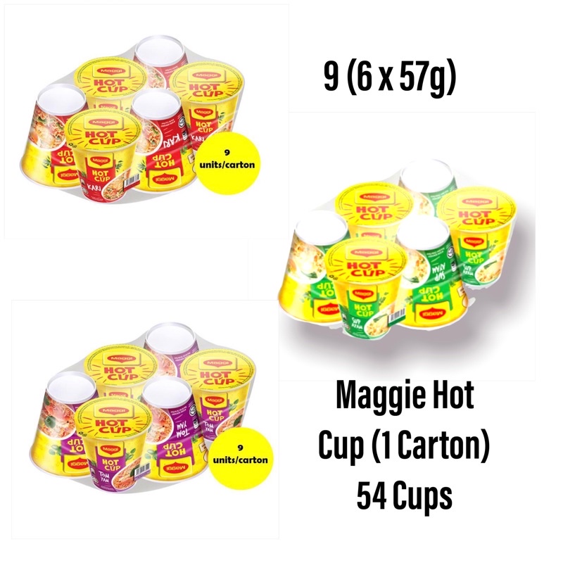 [READYSTOCK] Maggie Hot Cup 1 Carton 54 Cups - 9 (6x57g) Kari/Ayam ...