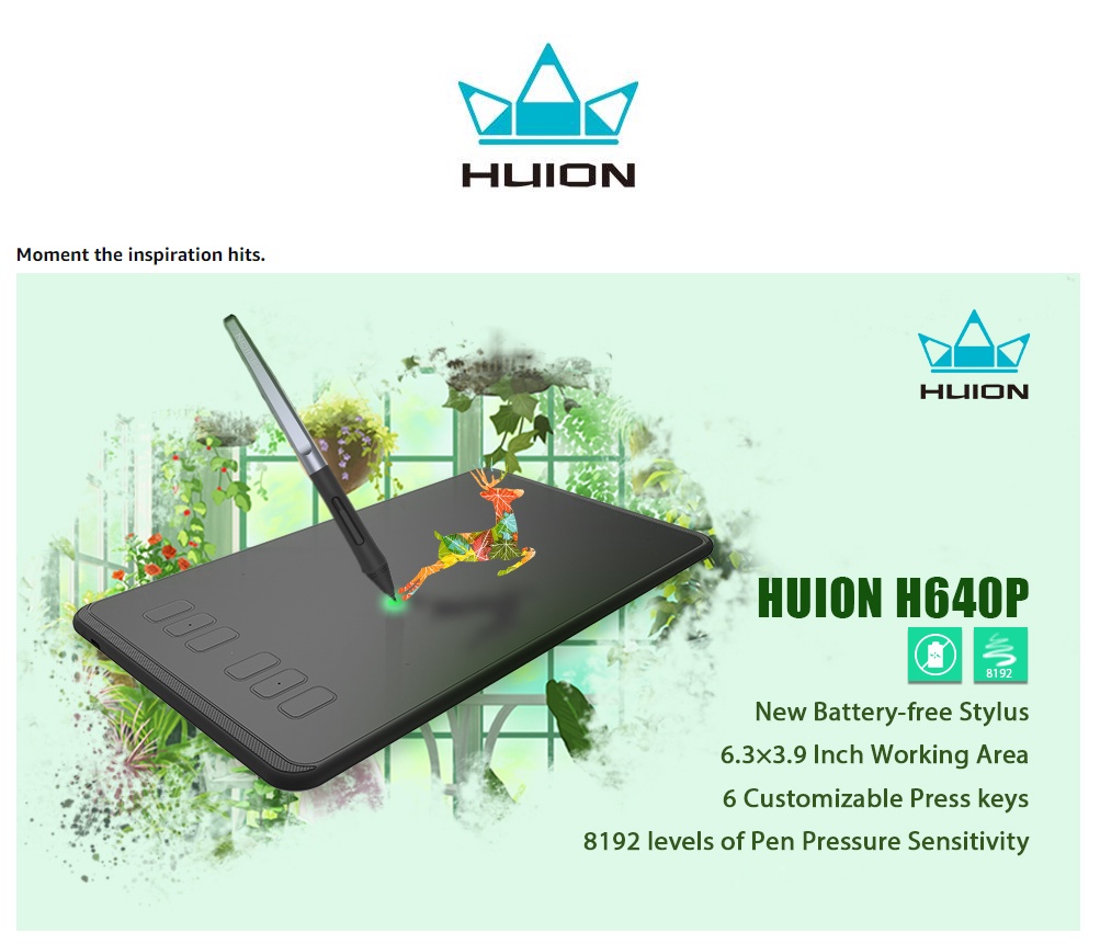 HUION Inspiroy H640P Graphic Tablets OSU Drawing Tablet with 6 Shortcut ...