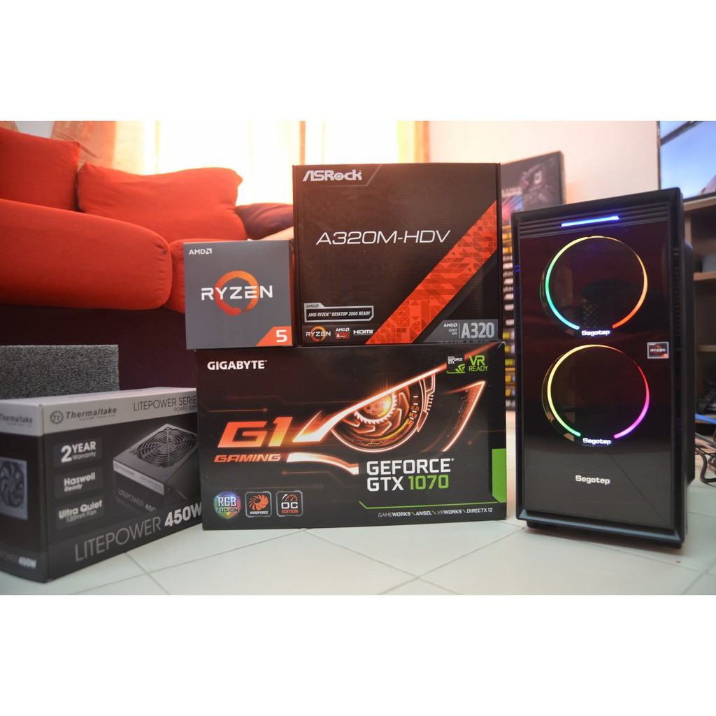 AMD RYZEN 5 2600 8GB DDR4 GTX 1070 8GB 120GB SSD PC GAMING | Shopee ...