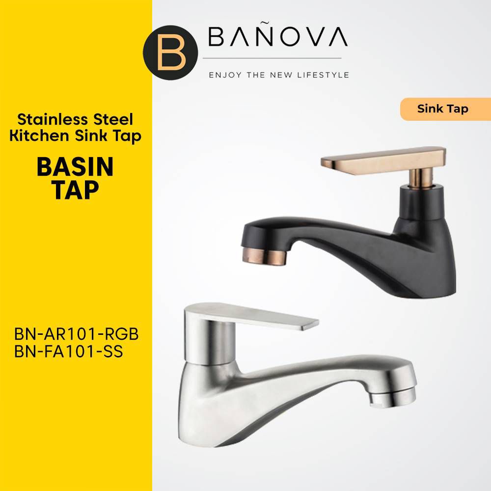 BANOVA SUS 304 Stainless Steel Bathroom Basin Tap Bib Tap Two Way Tap ...