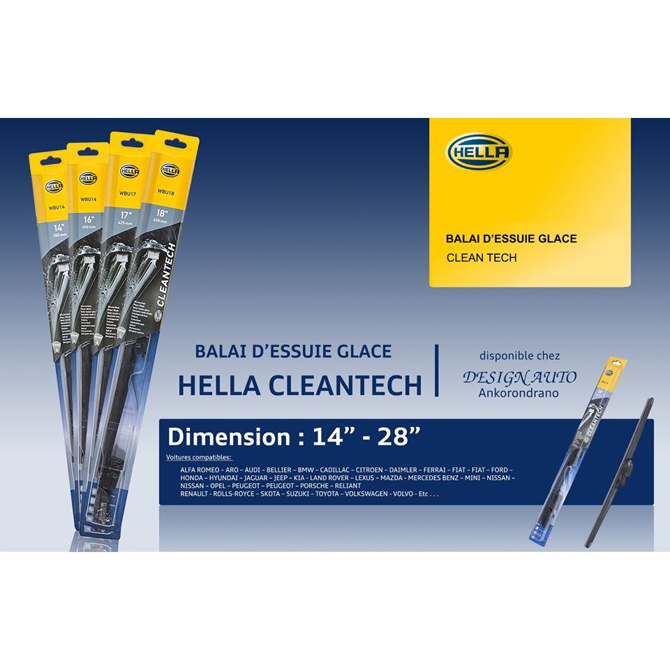 Hella Cleantech Multiclip Wiper - Mercedes Benz W176 W204 W212 W205 ...