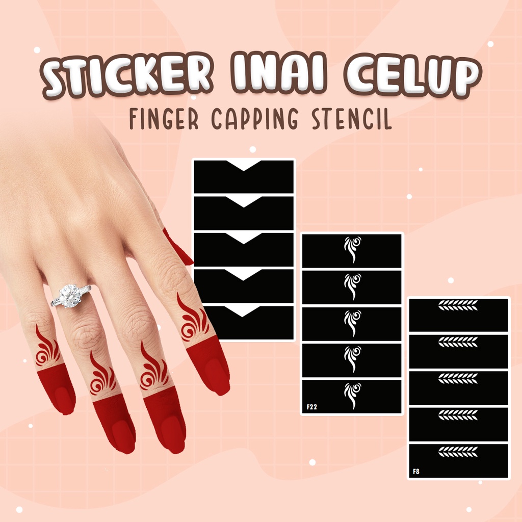 (10 JARI) STICKER INAI CELUP MURAH / STICKER HENNA FINGER / STICKER ...