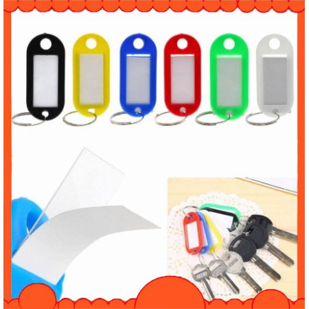 Pack of 50 Plastic Colour Coded Key Tags with Paper Inserts Split Rings ...