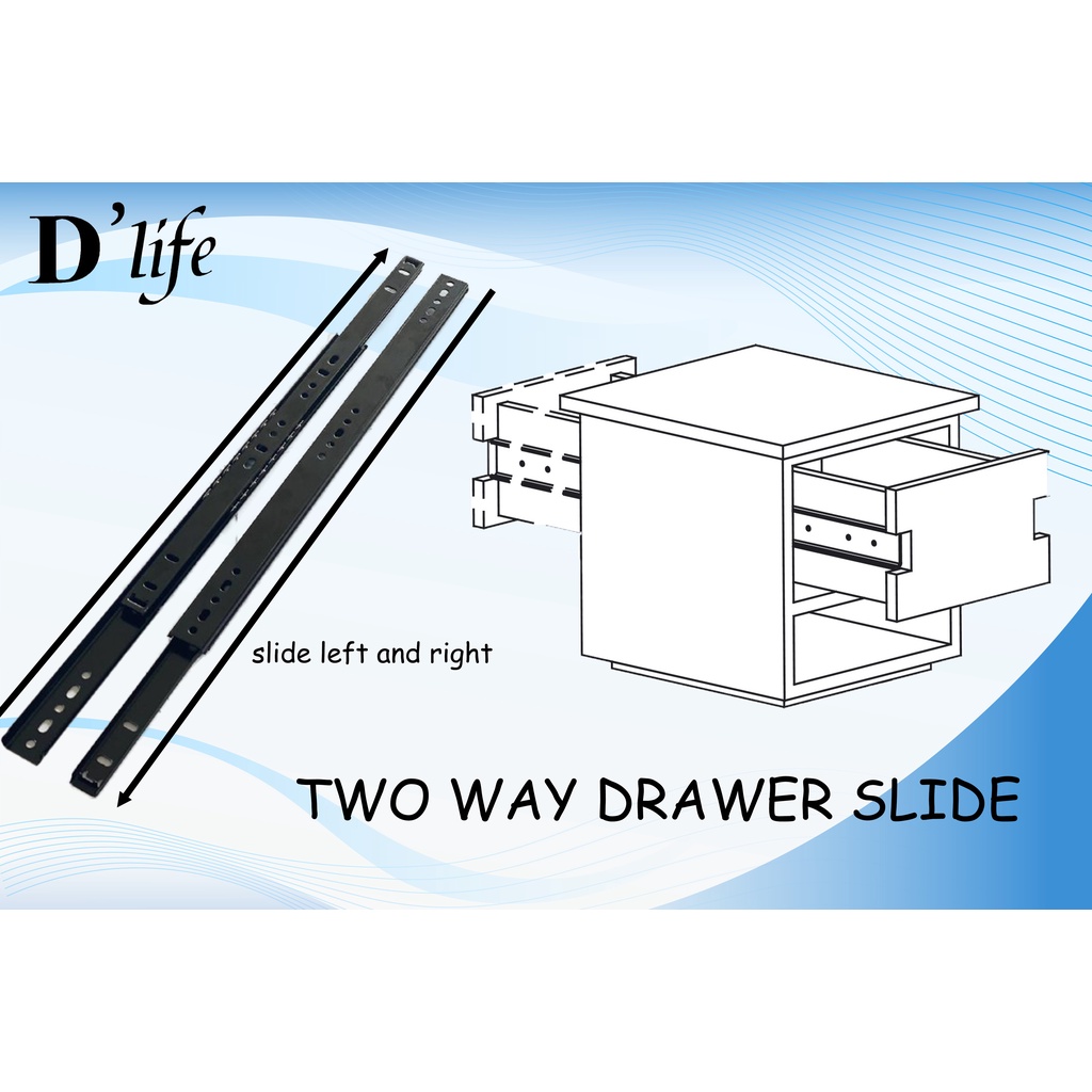 D'Life Two section 27mm drawer rails keyboard slides Small two section mural rails Cabinet ...