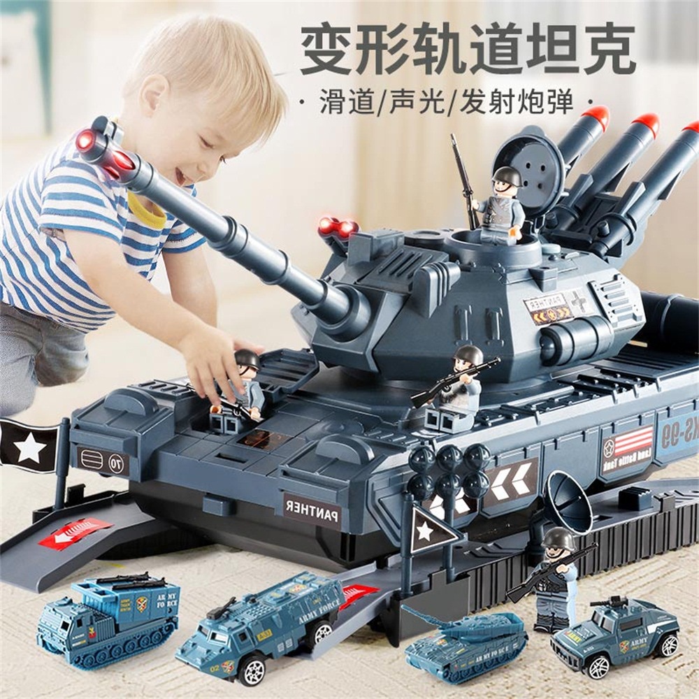 Ready Stock Toys For Boys Big Military Transport Tank Toy Set With 4 ...