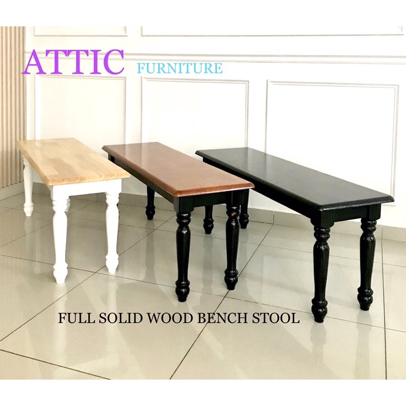 Bench/ Wooden Bench /2 Seaters Bench /Full Solid Wooden Bench/ATTIC ...