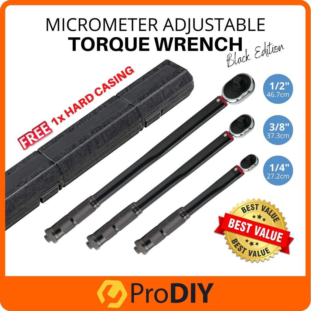 1/2'' 1/4" Driver Click Adjustable Micrometer Torque Wrench Spanar 28 ...