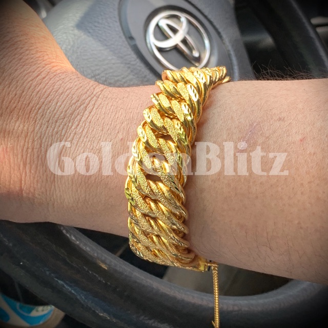 (READY STOCK) Gelang Sajat 2.3cm Emas Bangkok ori cop 916 (bukan Korea ...