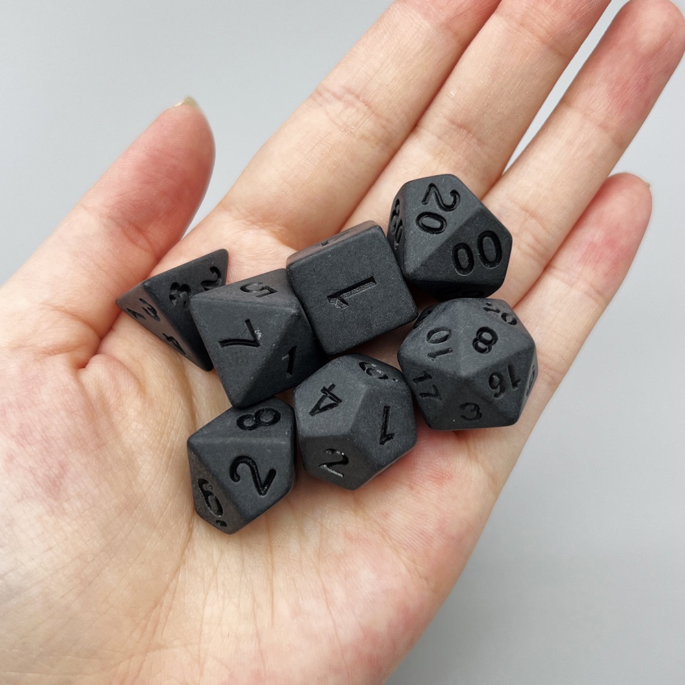 Polyhedral Carbon Black Dice Set 7-Piece D4 D6 D8 D10 D10% D12 D20 for ...