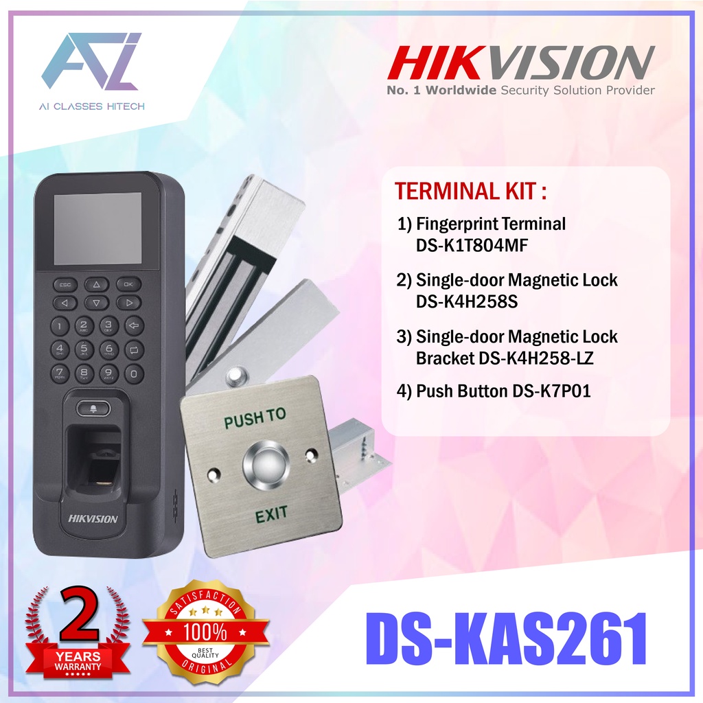 HIKVISION DS-KAS261 Fingerprint Terminal Kit Set DS-K1T804MF + Single ...