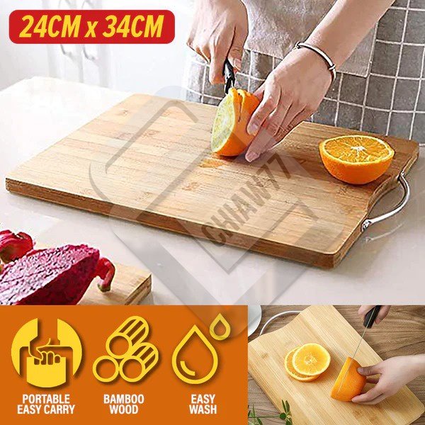 Chiaw77 [ 24CM x 34CM ] Bamboo Wood Cutting Chopping Board / Papan ...