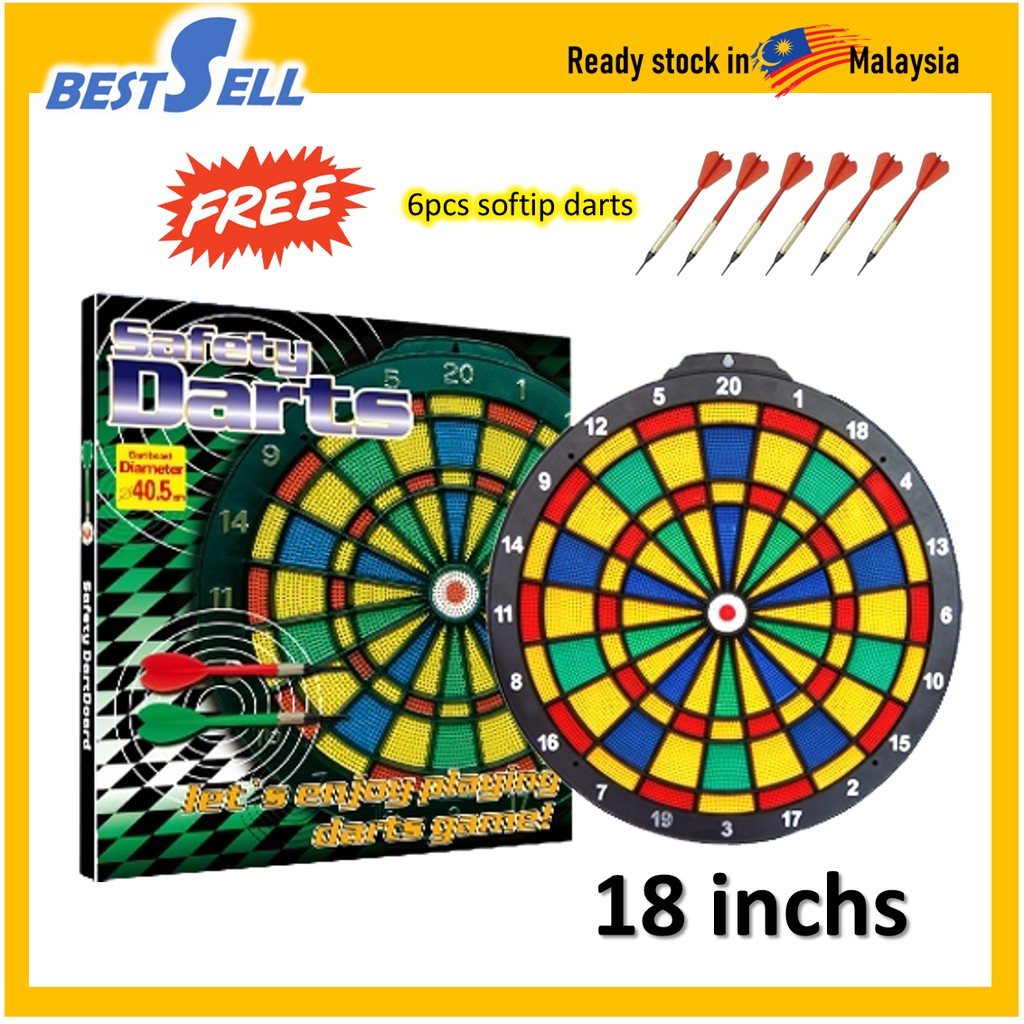 [ Ready Stock] SAFETY DART BOARD / SOFTIP DART BOARD 18 inch | Shopee ...