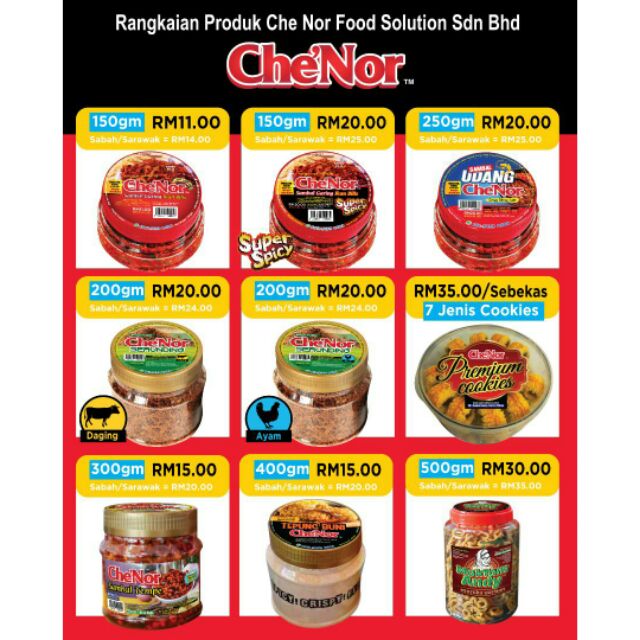 Rangkaian produk Che Nor Food | Shopee Malaysia
