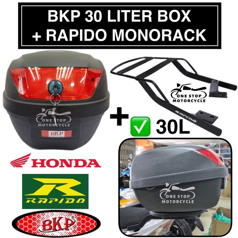 BKP 30L BOX MONOLOCK + RAPIDO MONORACK SET MOTORCYCLE Honda RS150/EX5 ...