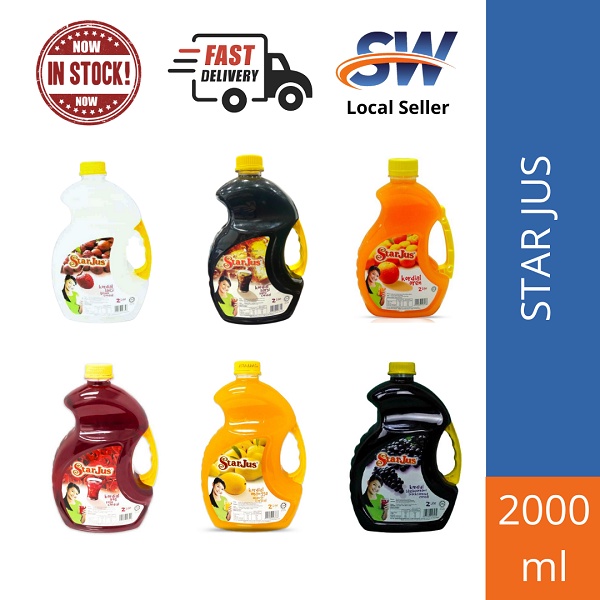 Starjus 2Lit (Orange/Mango/Sarsi/Lychee/Rose/Blackcurrant) | Shopee ...
