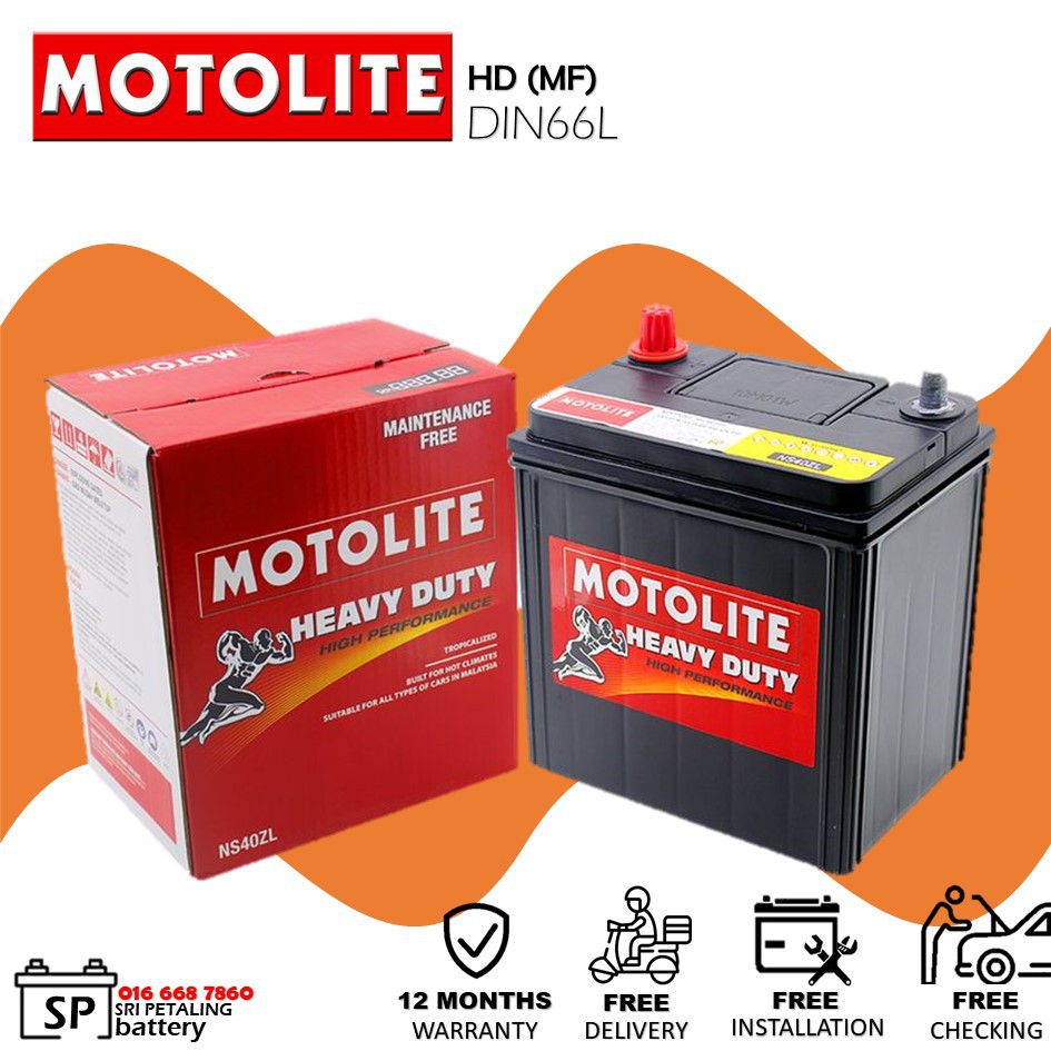 [ DIN66L | DIN66 | LN3 ] Motolite Heavy Duty MF | Car Battery Bateri ...