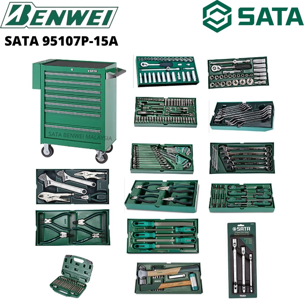 TOOLS TROLLEY / TOOLS CABINET / SATA 95107P-15A 298PCS 7 DRAWER TOOL ...