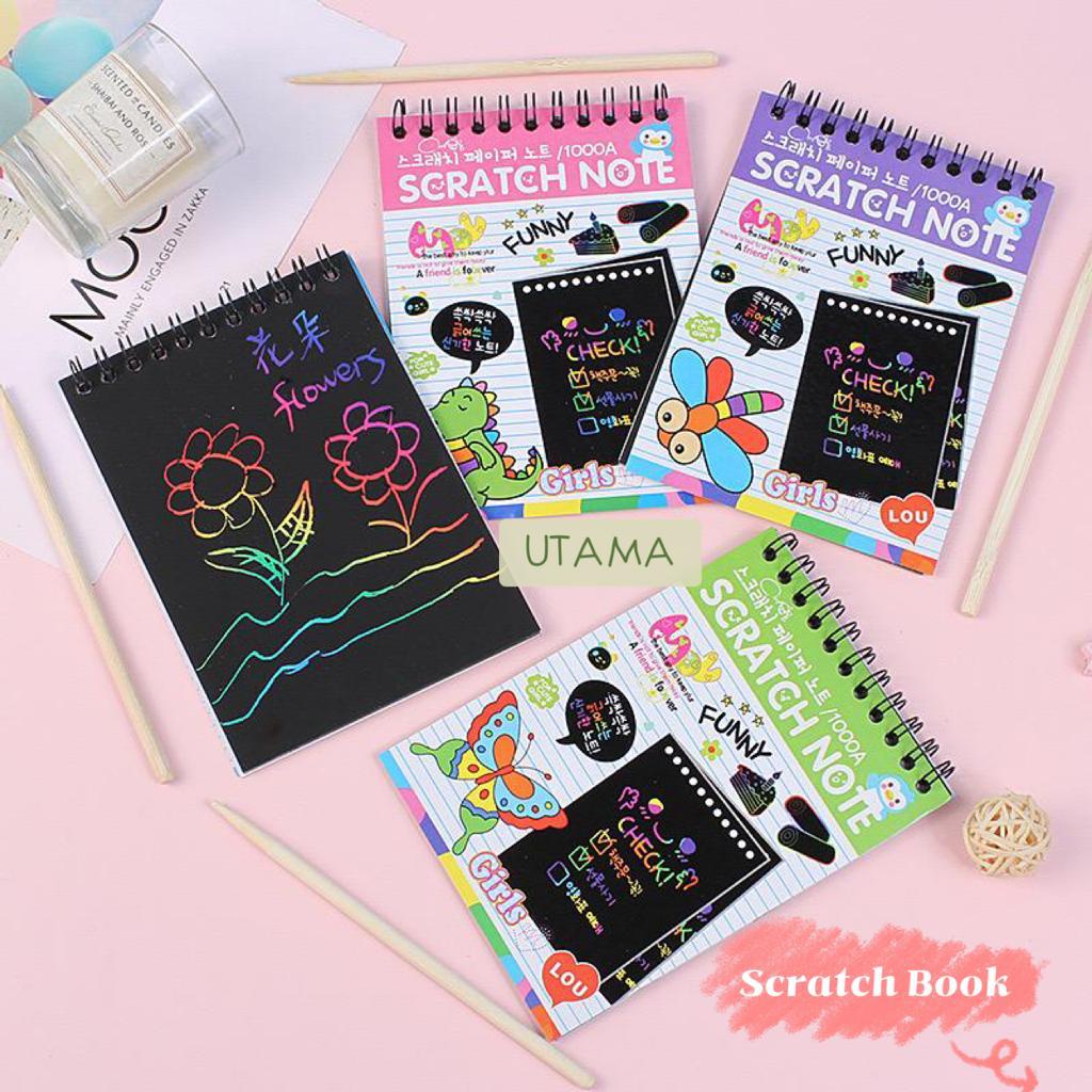 DIY Creative Scratch Note Book Rainbow Colour/Buku Gores Lukisan ...