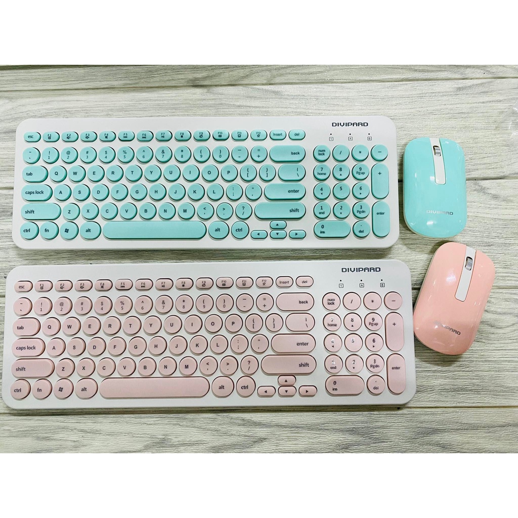 BUTTON ROUND WIRELESS KEYBOARD + MOUSE 2.4G SILENT KEYPAD Desktop ...