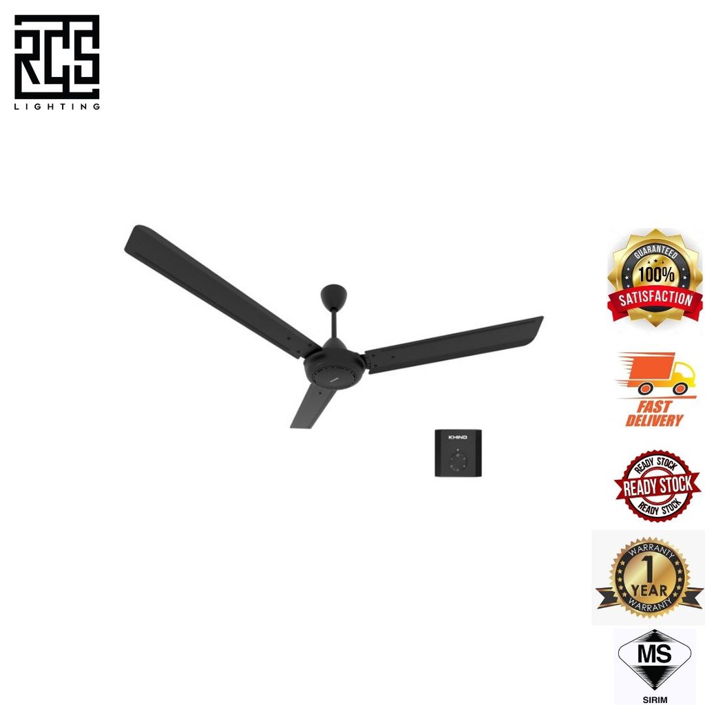 KHIND 60" Ceiling Fan CF615 ( WHITE / BLACK ) | Shopee Malaysia