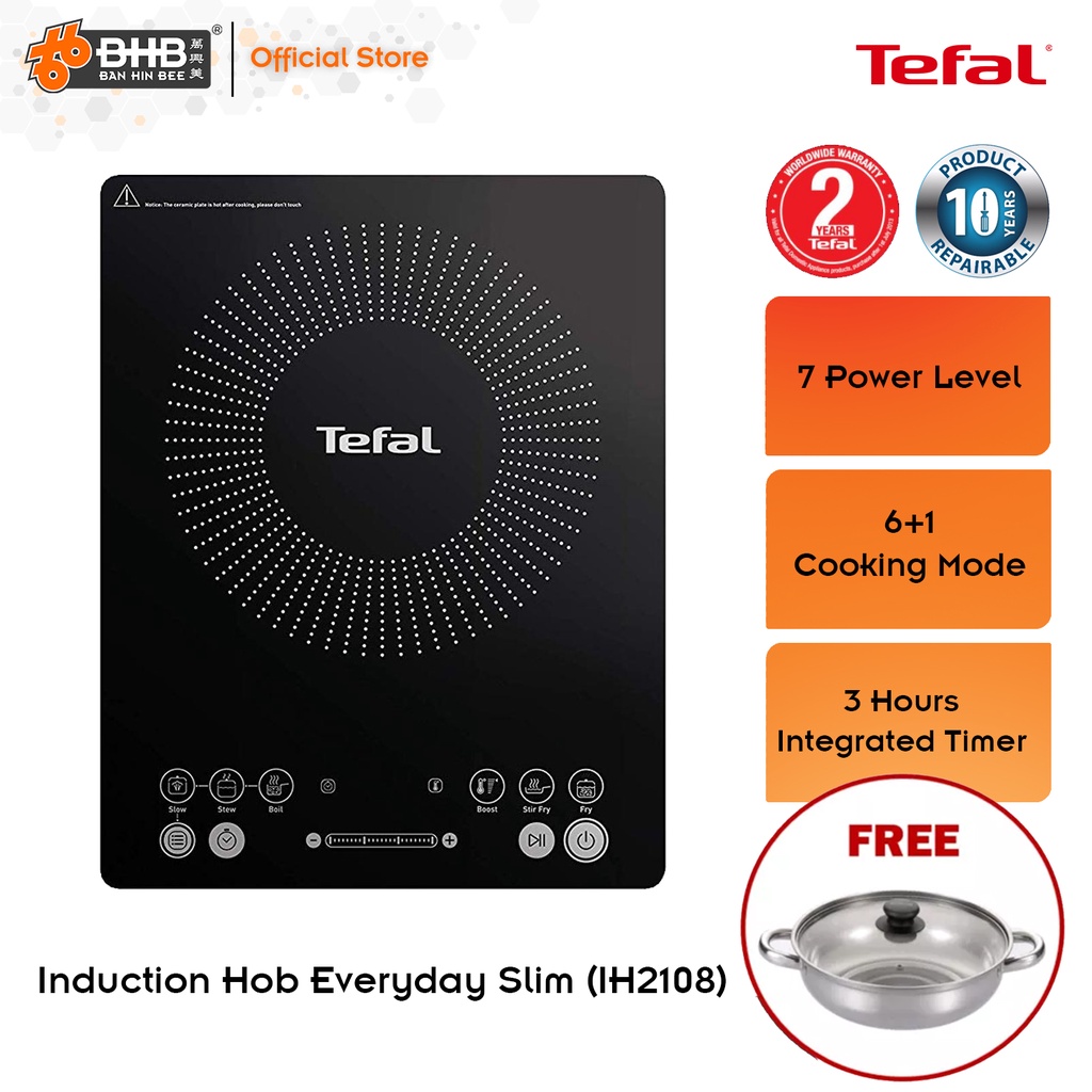 Tefal Everyday Slim Induction Hob 2100W / Black - IH2108 | Shopee Malaysia