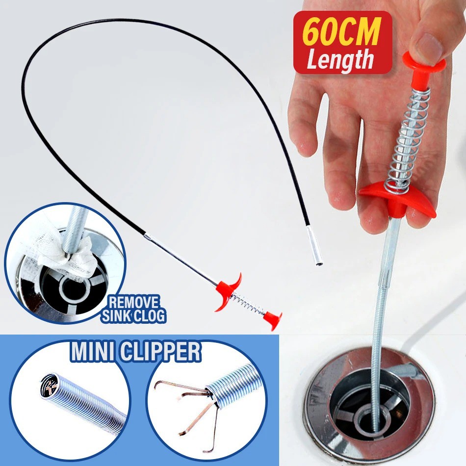 Feeton_homeware [ 60CM ] Flexible Sink Drainage Plumbing Cleaning Rod ...