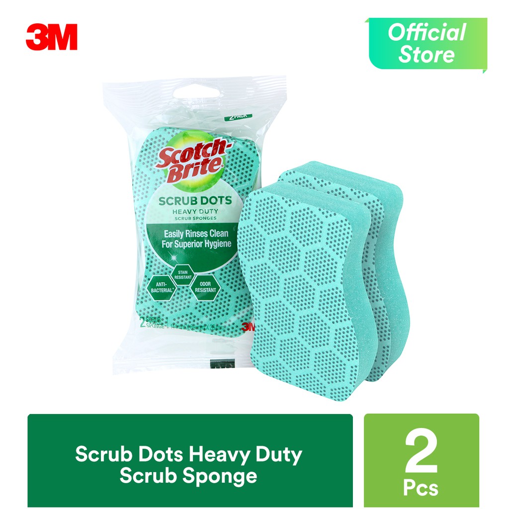 3M Scotch Brite Scrub Dots Heavy Duty Scrub Sponge (2 Pcs/Pack ...