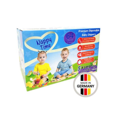 NAPPY TIME DIAPERS Extra Large XL Tape PREMIUM Export Quality 100% ...