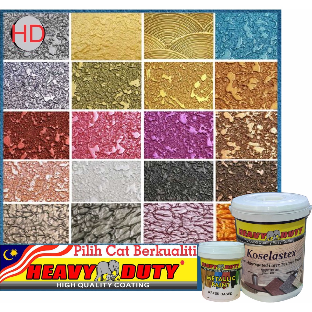 ( FULL SET TEXTURE PAINT ) Cat Texture (6KG KOSELASTEX + 1L METALLIC ...