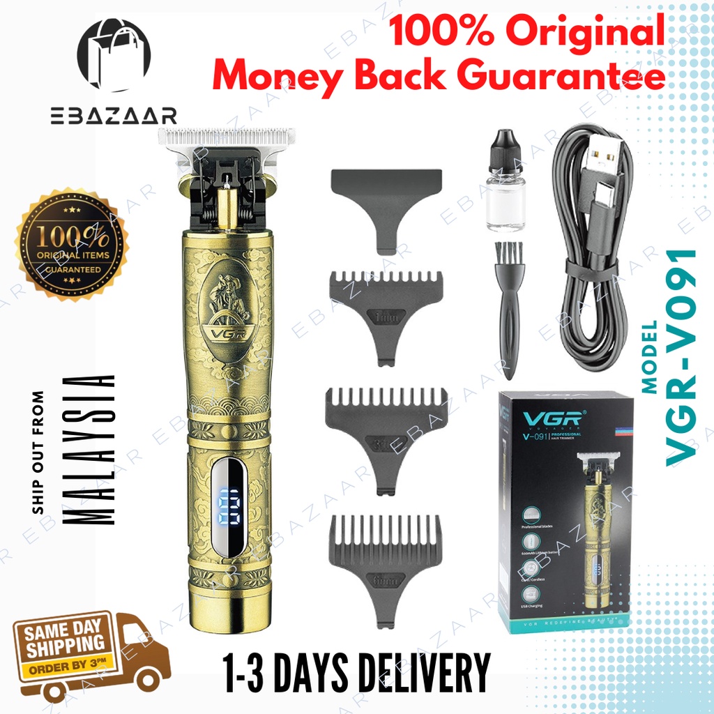 100% Original VGR V091 Professional Rechargeable Electric Hair Trimmer With Metal Blade V-091 by ...