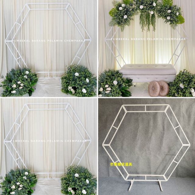READY STOCK Backdrop Besi Hexagon Pelamin Photobooth Wedding Jackset ...