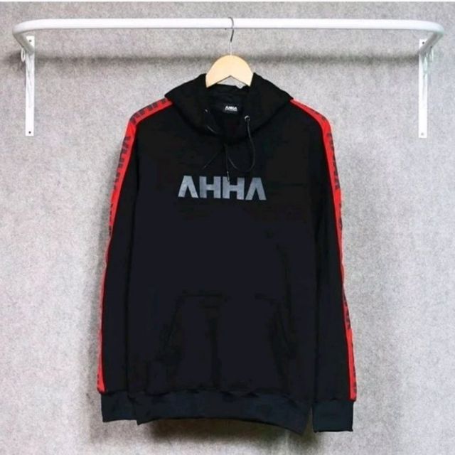 HOODIE AHHA STRIPE BLACK RED (GRED A) | Shopee Malaysia