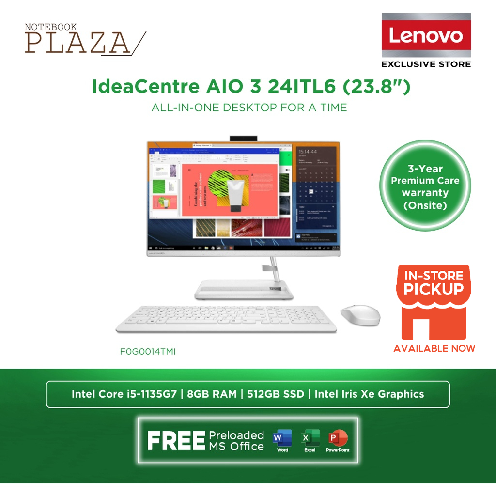 Lenovo IdeaCentre AIO 3 24ITL6 F0G0014TMI 23.8'' FHD All-in-One Desktop ...