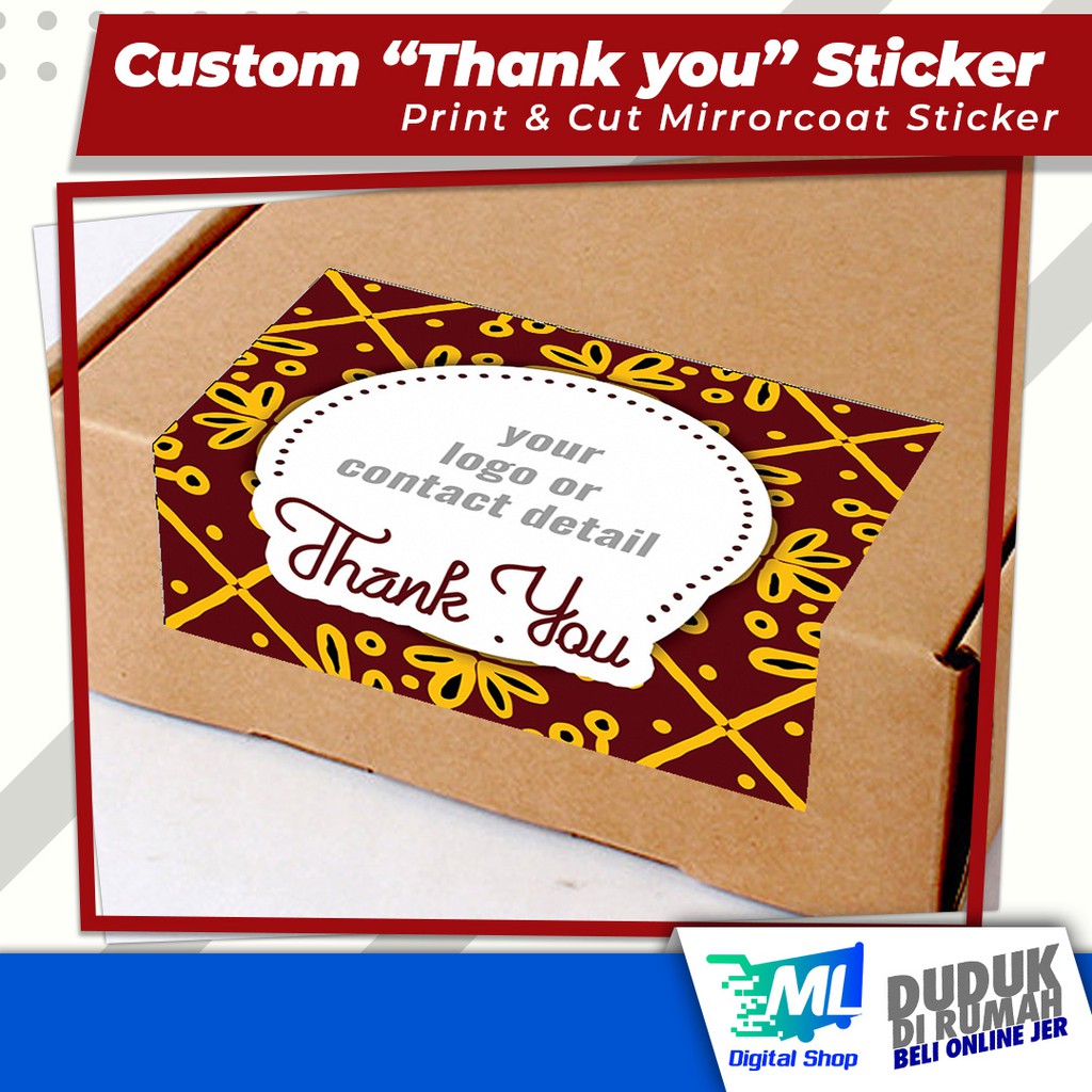 Custom Thank you Sticker with Logo and Contact Detail [Batik Design ...