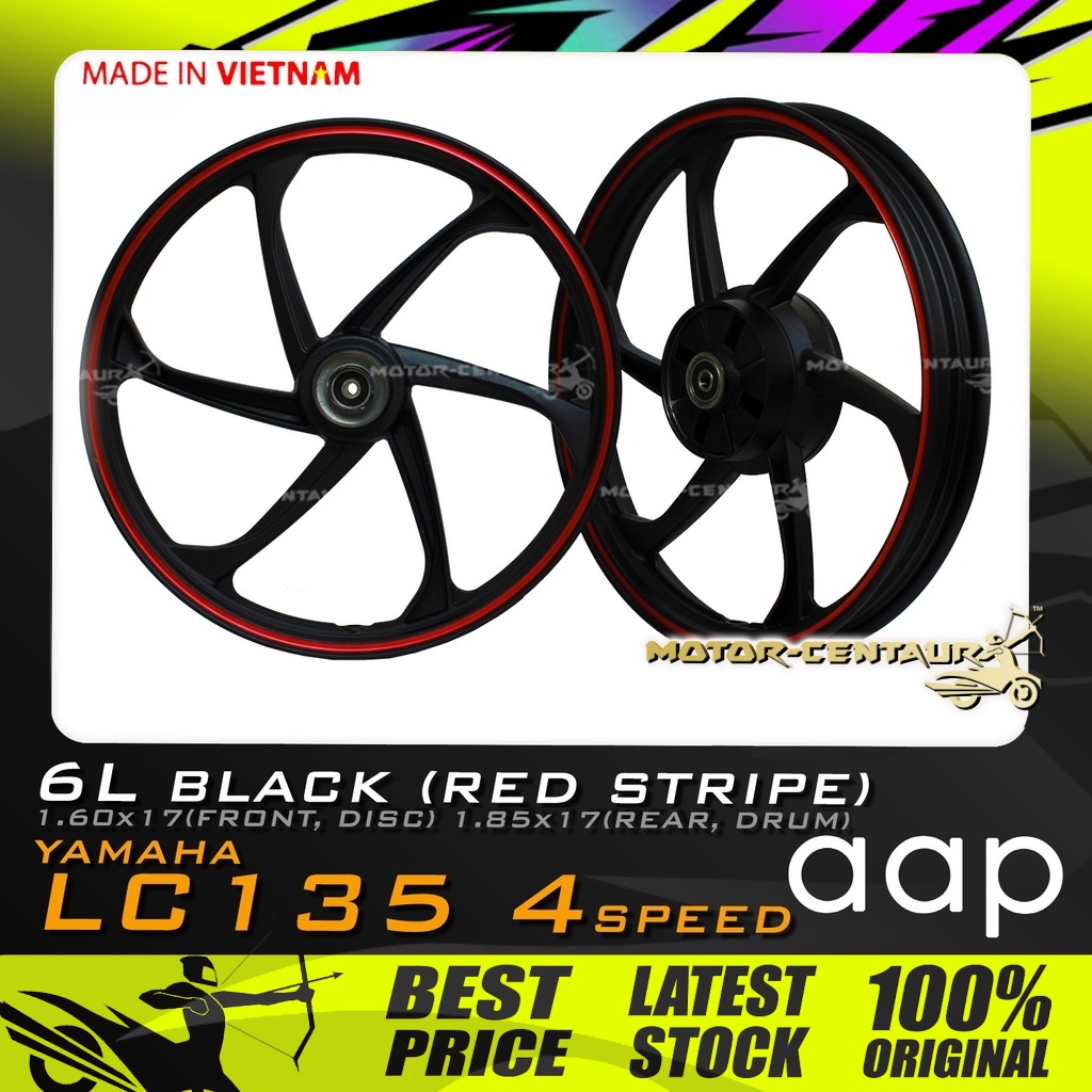 RIM MOTOSIKAL AAP SPORT RIMS 1.60X17(DISC,F) 1.85X17(DRUM,R) FOR YAMAHA ...