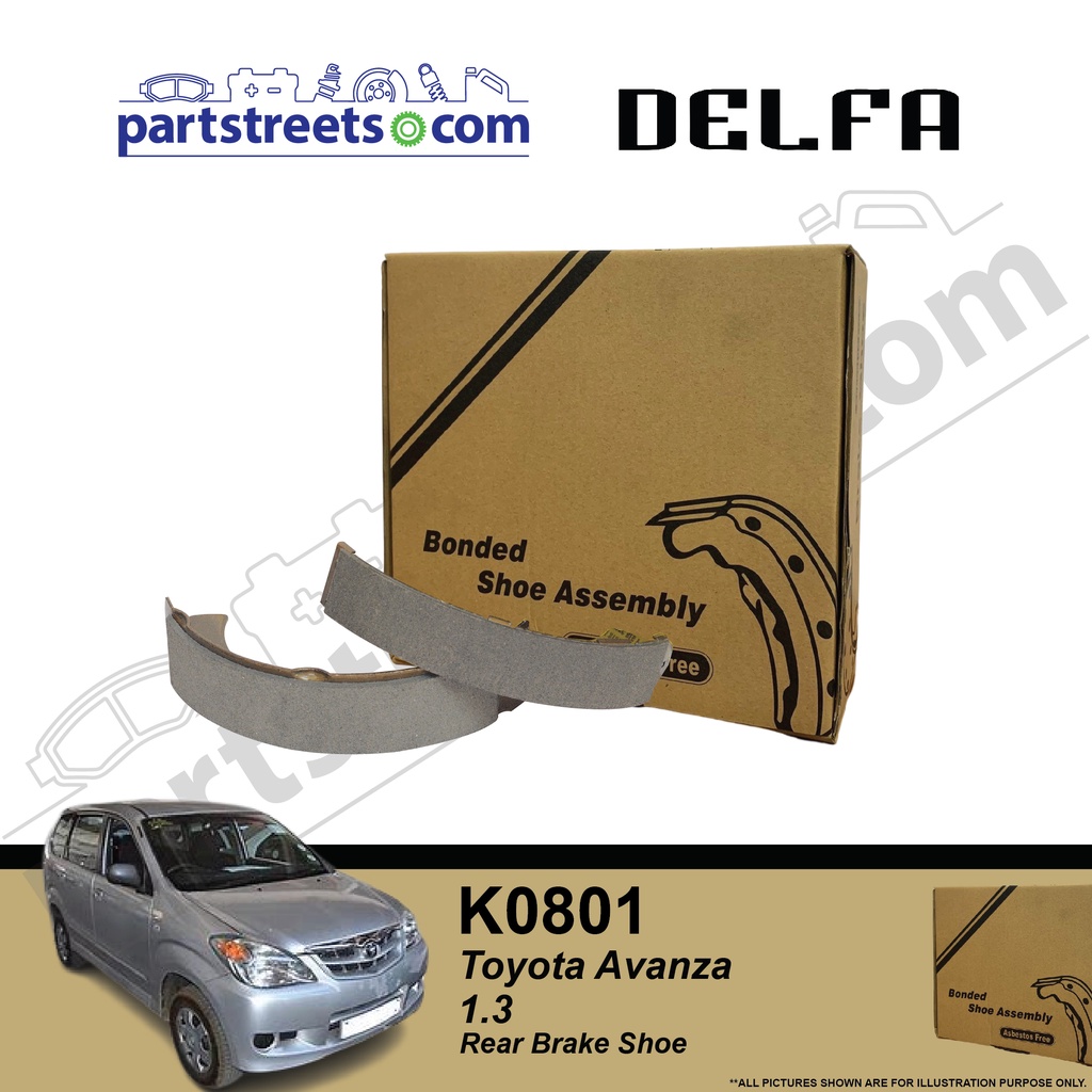 DELFA Rear Brake Shoe - Toyota Avanza 1.3- K0801 (1 set) | Shopee Malaysia