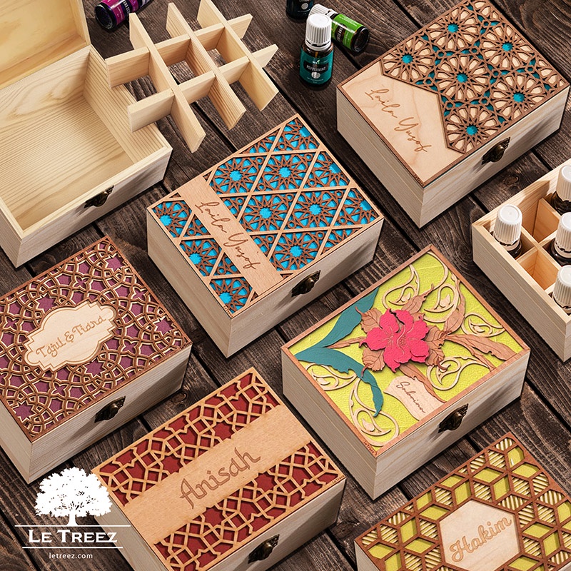 Essential Oil Box Gift Set Wooden Young Living Doterra Hadiah ...