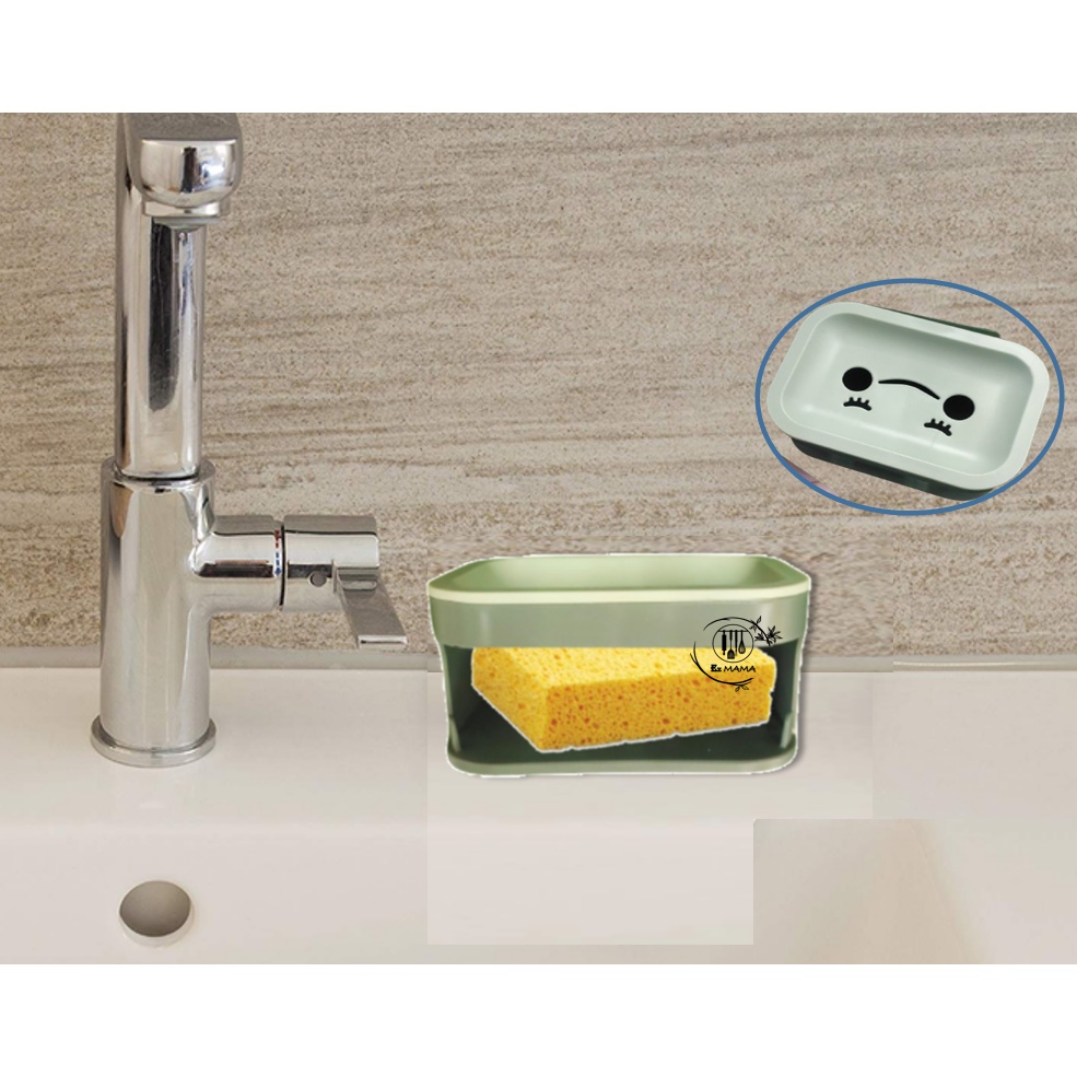 Soap Holder Wall Mounted Seamless Sticker Soap Box Plastic Double Layer ...