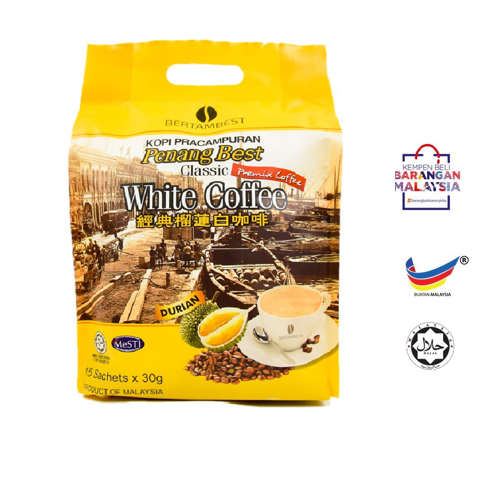 Bertambest White Coffee Durian ( 15 sachets x 30g ) Kopi Durian ...