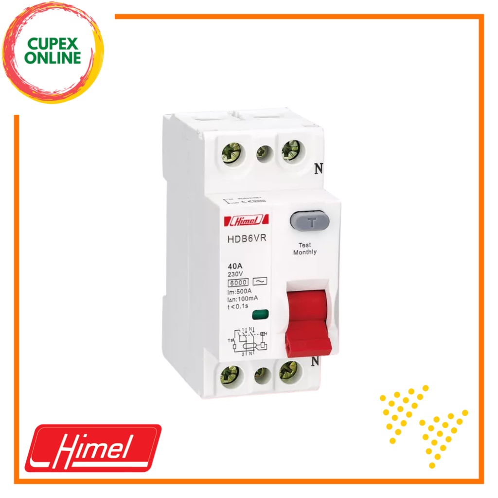 Himel 6 Series Residual Current Circuit Breaker 2P 40A 100mA AC-Type (cupex) | Shopee Malaysia