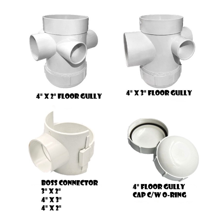UPVC Pipe Fitting ~ Floor Gully, Boss Connector, Floor Gully Cap ...