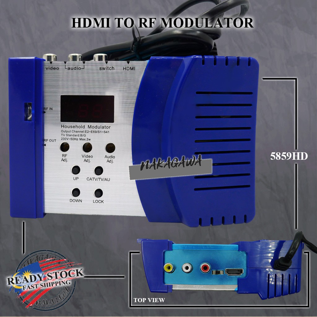 HDMI / AUDIO VIDEO TO RF MODULATOR 5859HD VHF UHF PAL/NTSC TV FORMAT ...