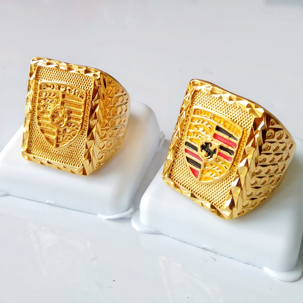 Porsche Logo 24K Gold Plated Men Square Luxurious Design Ring | Shopee ...