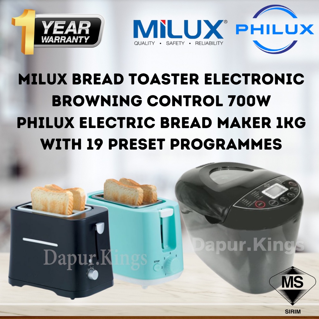 MILUX Bread Toaster Electronic Browning Control 700W [ Black MBT-600 ...