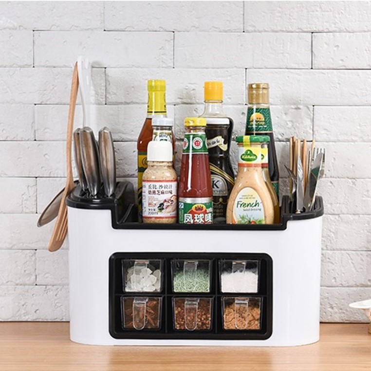 Kitchen Six Grid Condiments Seasoning Sauce Rack Organizer Storage ...